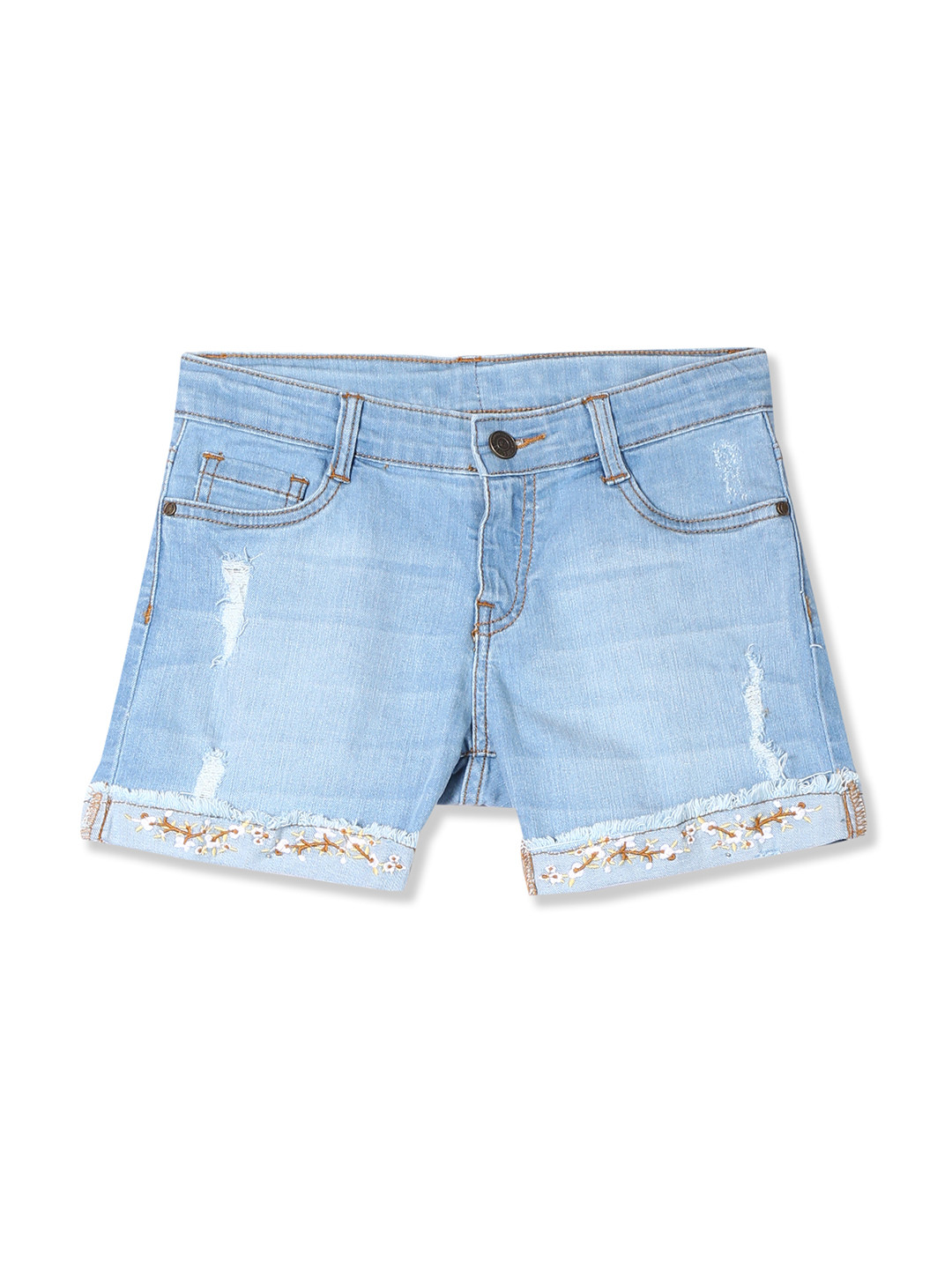 Buy Cherokee Girls Blue Washed Regular Fit Denim Shorts - Shorts for ...