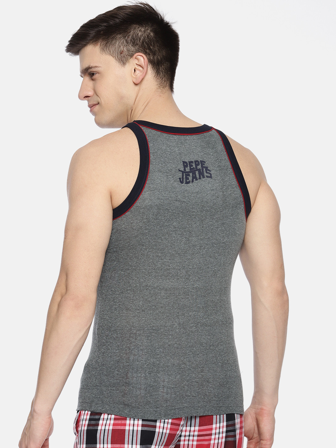 Buy Pepe Jeans Men Grey Melange Solid Innerwear Vests 8904311307648 ...