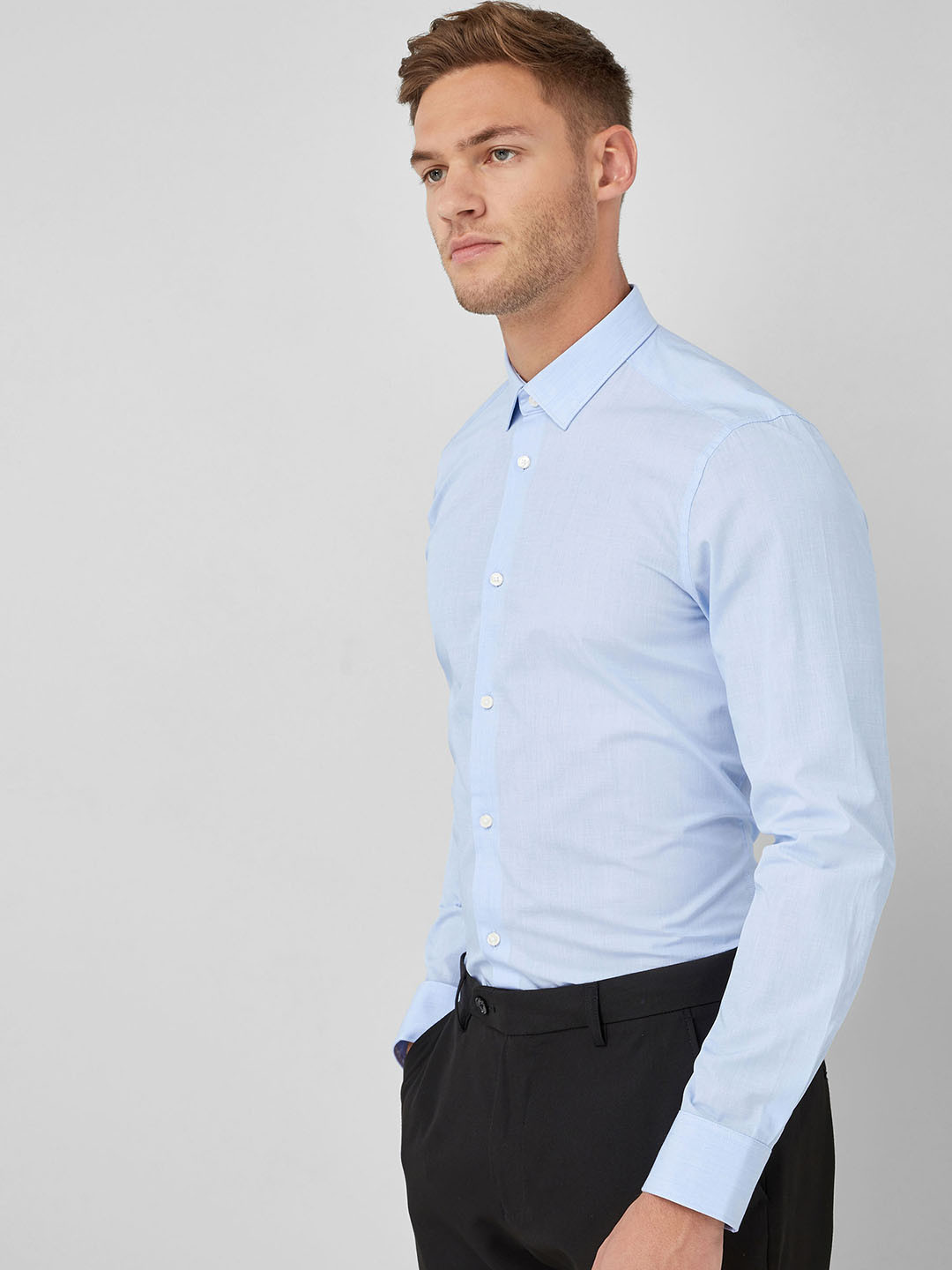 Buy Next Men Blue Slim Fit Solid Formal Shirt - Shirts for Men 8948419 ...