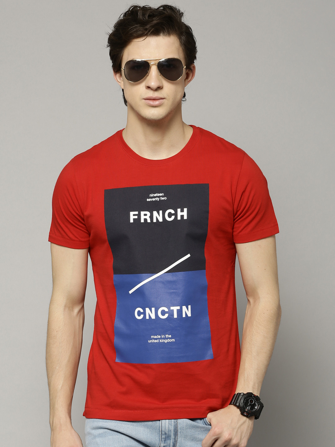 Buy French Connection Red Printed Pure Cotton T Shirt - Tshirts for Men ...