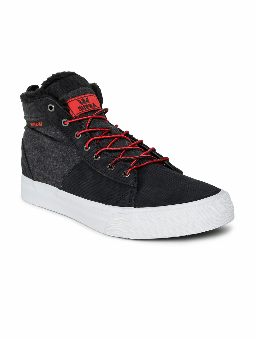 Buy Supra Men Black Solid Suede Mid Top Sneakers - Casual Shoes for Men ...