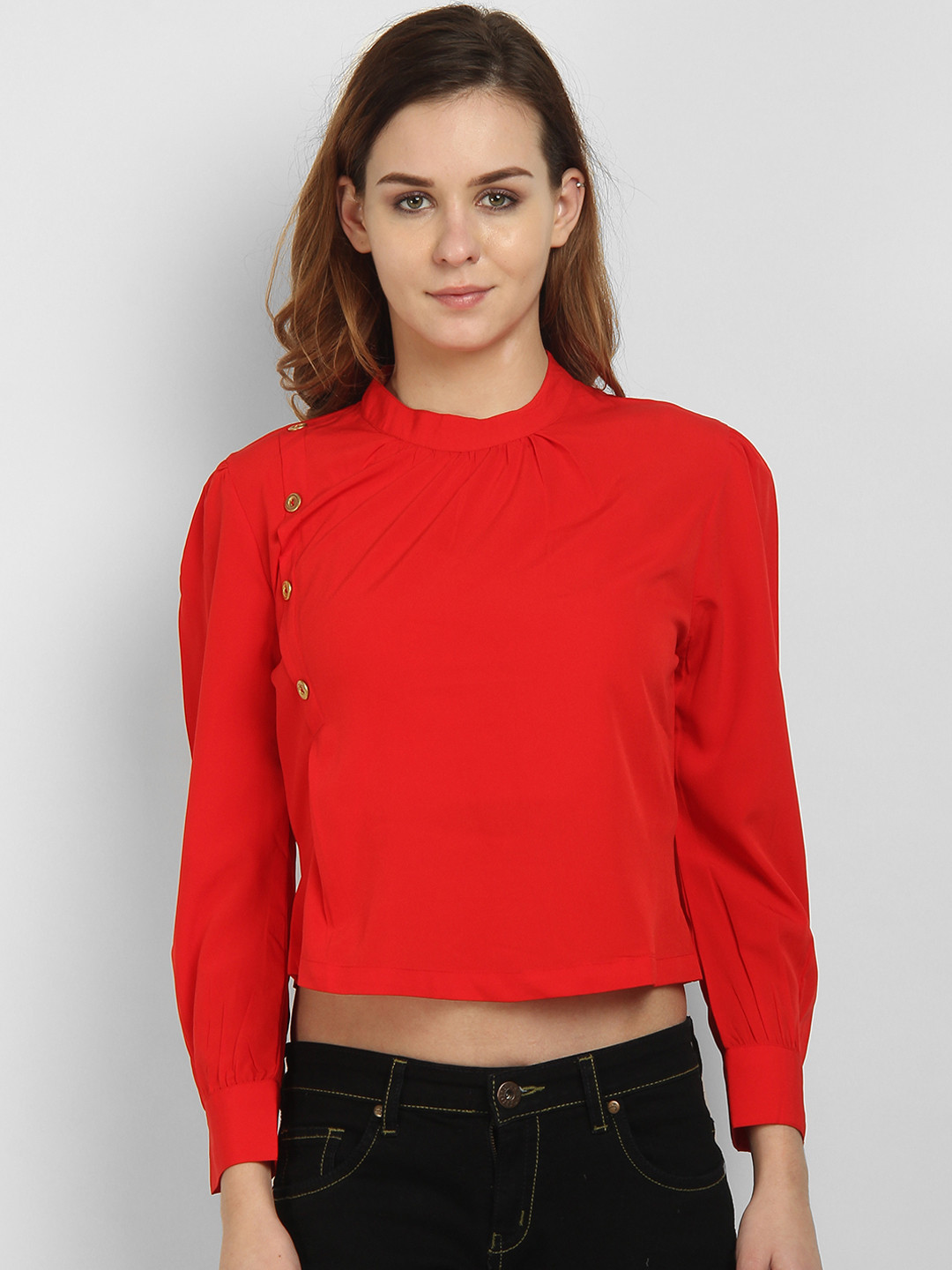 Buy LA LOFT Women Red Regular Fit Solid Casual Shirt - Shirts for Women ...