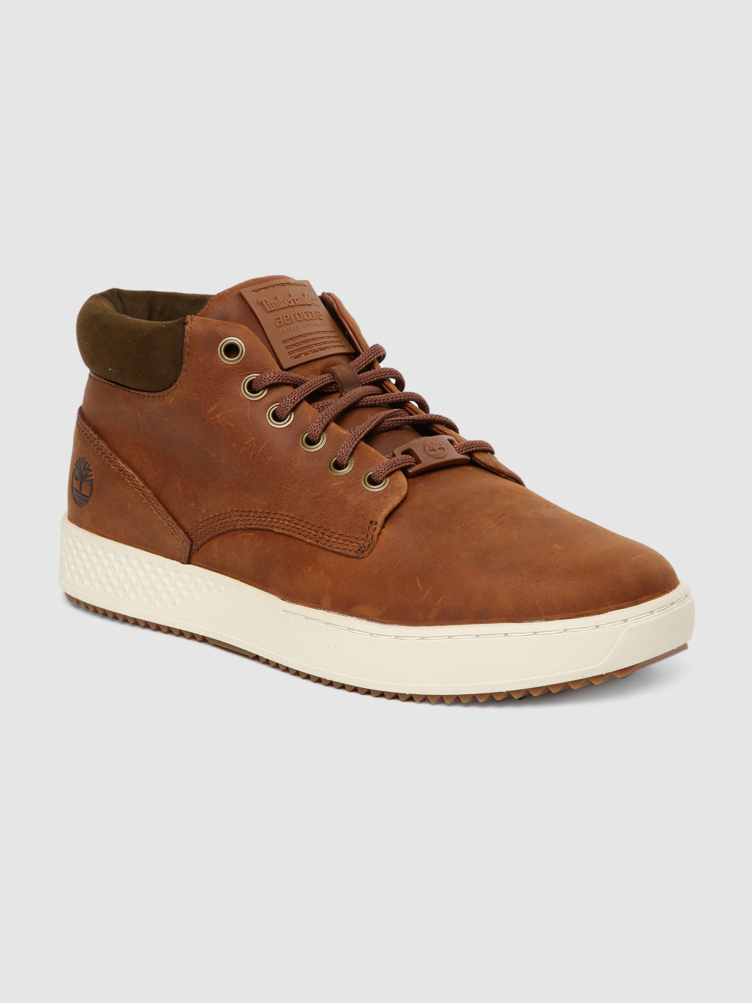 Buy Timberland Men Brown Solid Patent Leather Mid Top Sneakers - Casual ...
