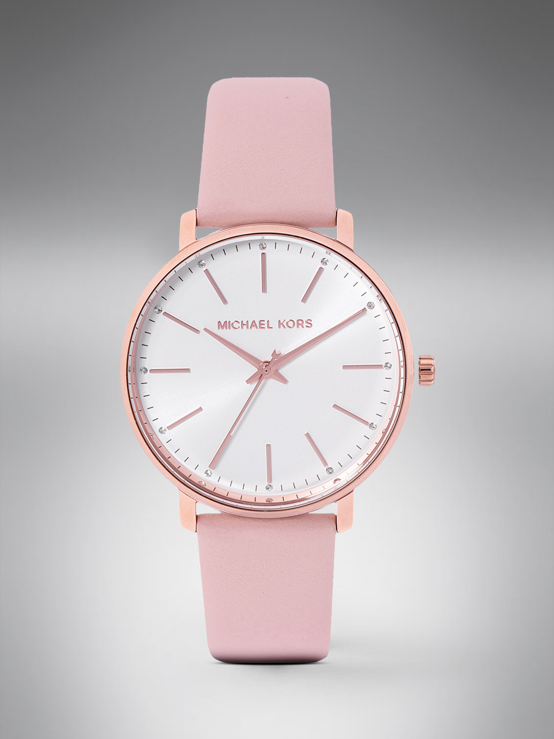 Buy Michael Kors Women White Dial & Pink Leather Straps Analogue Watch ...