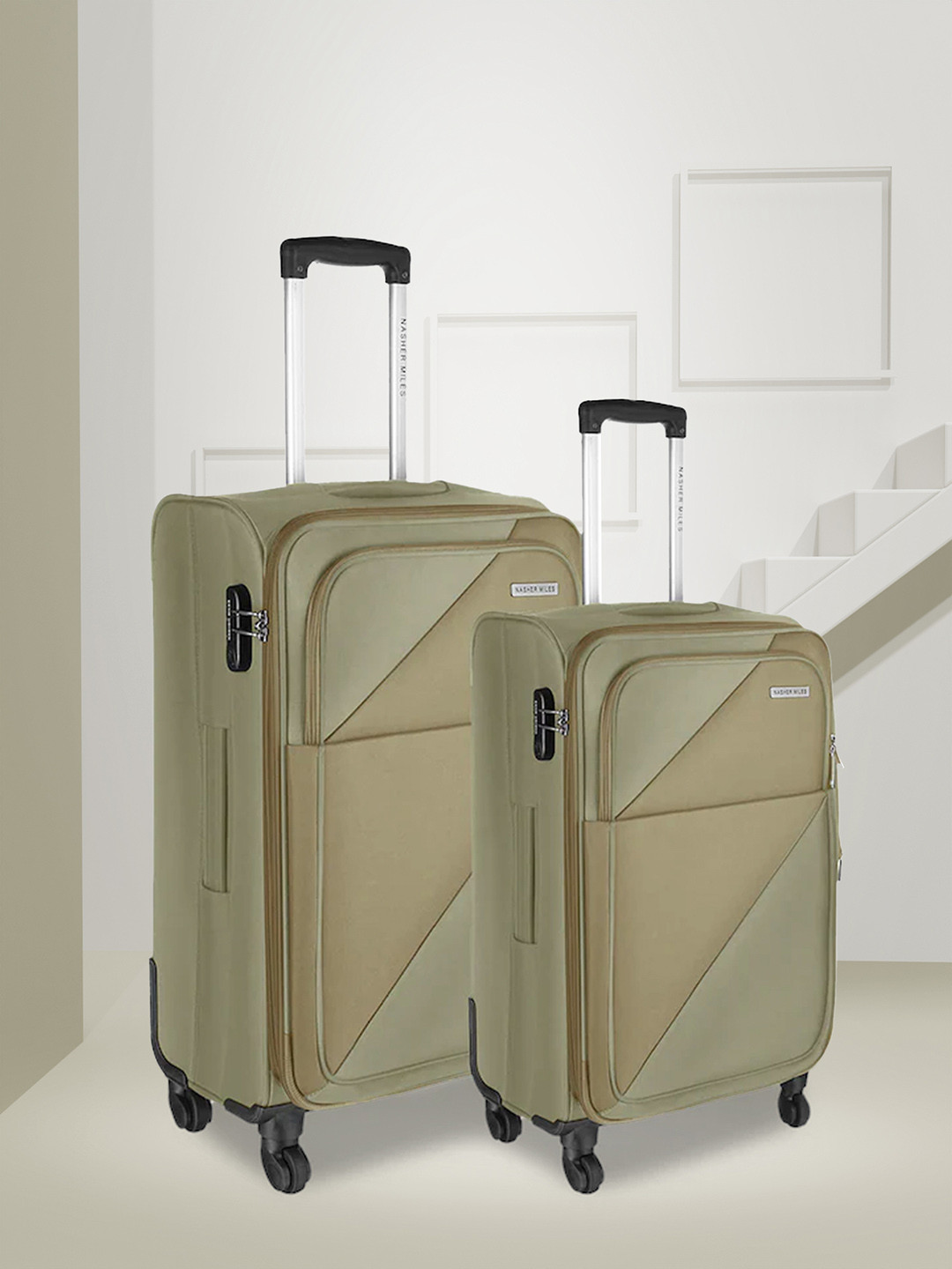 Buy Nasher Miles Set Of 2 Texas Solid Soft Sided Trolley Bags - Trolley ...