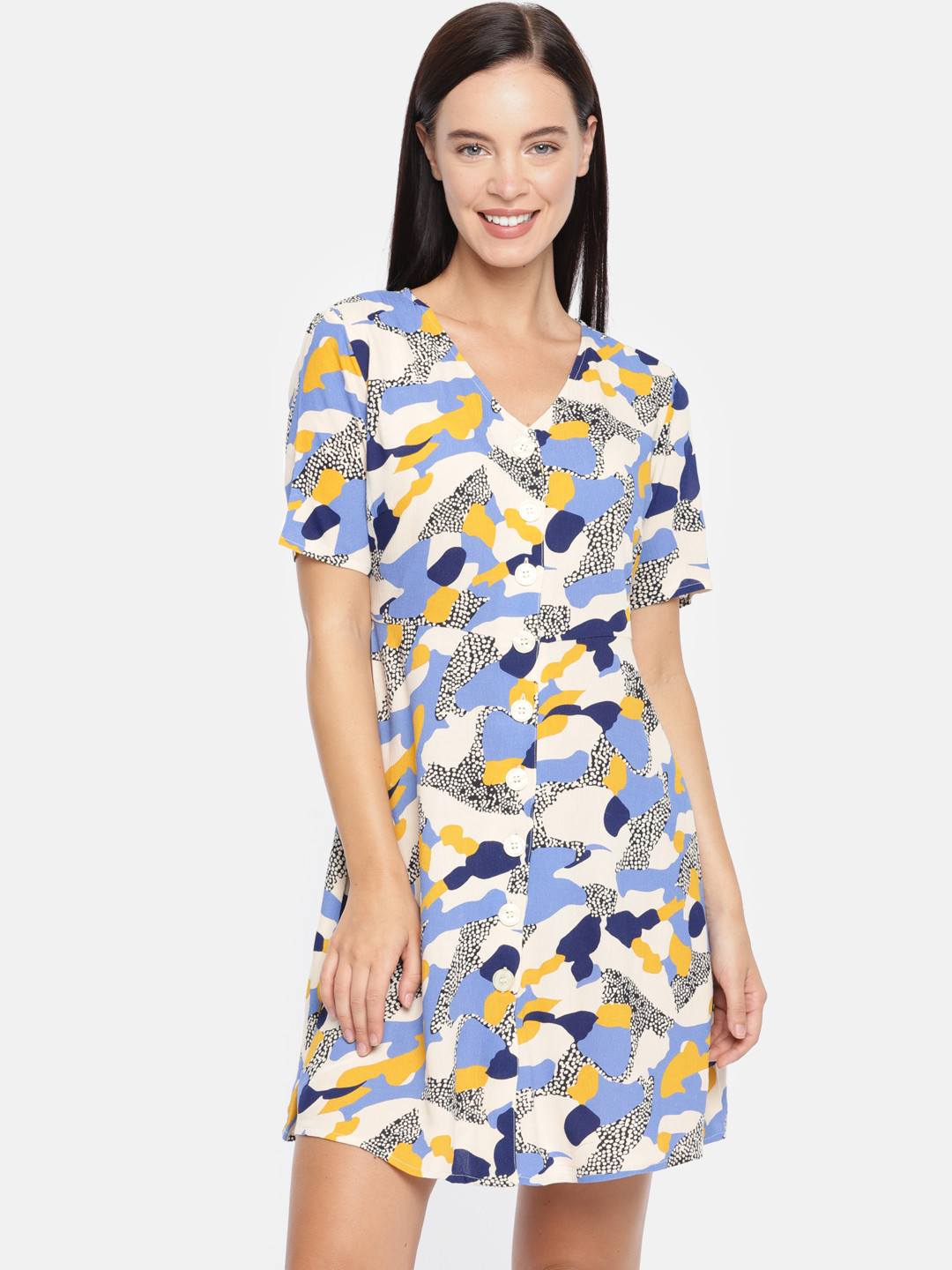 Buy ONLY Women Beige Printed Fit & Flare Dress - Dresses for Women ...