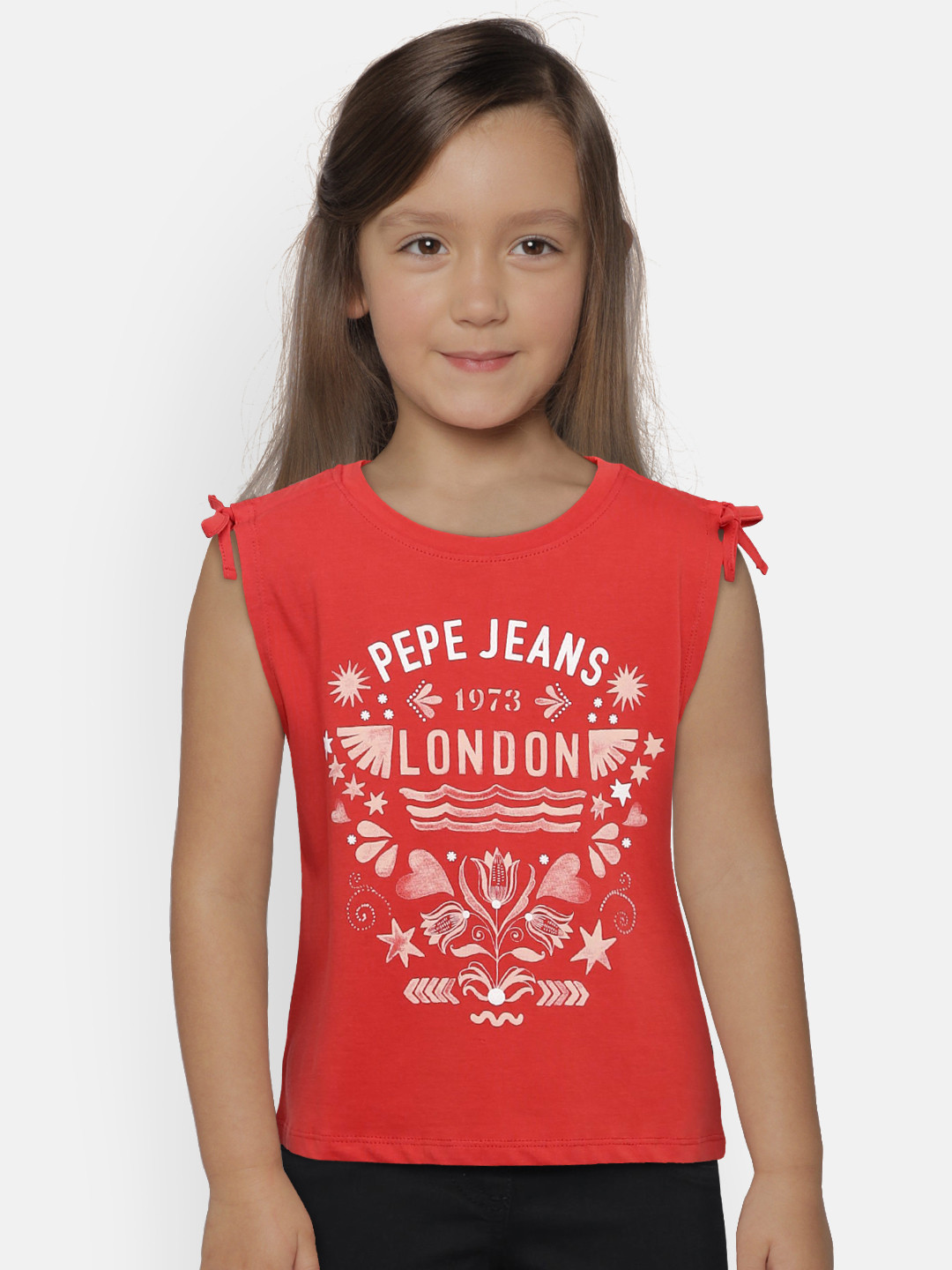 Buy Pepe Jeans Girls Red Printed Round Neck T Shirt - Tshirts for Girls ...