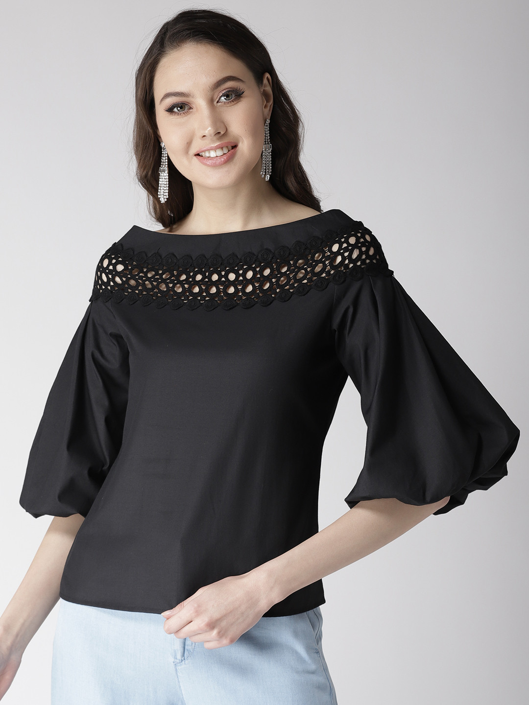 Buy Style Quotient Women Black Solid Top - Tops for Women 9081971 | Myntra