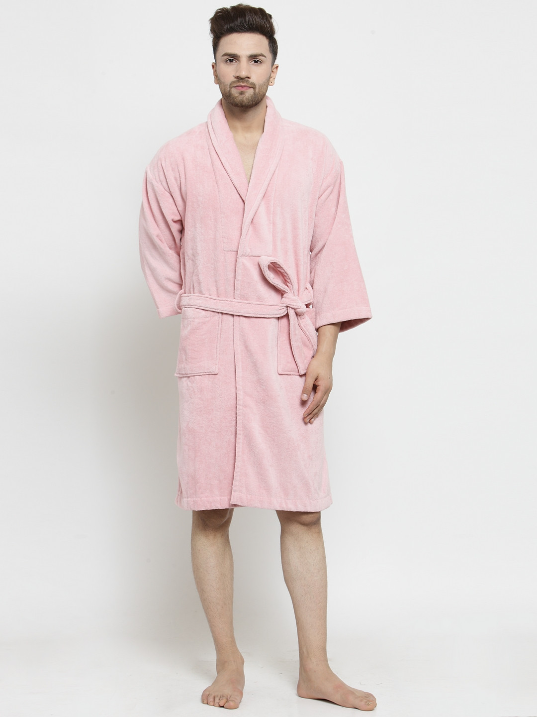 Buy Trident Unisex Pink Solid Bath Robe - Bath Robe for Unisex 9104581 ...