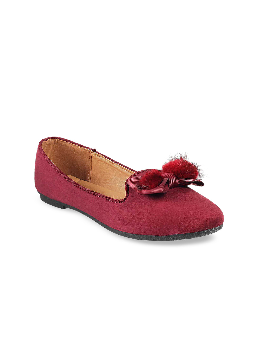 Buy Mochi Women Maroon Solid Ballerinas - Flats for Women 9105637 | Myntra