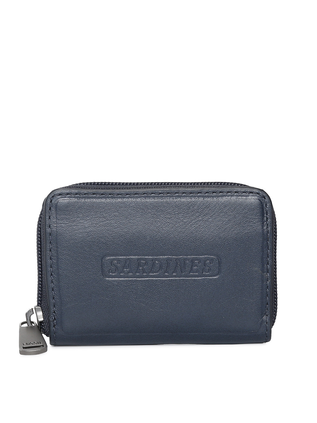 Buy Fossil Men Navy Blue Solid Zip Around Leather Wallet - Wallets for ...