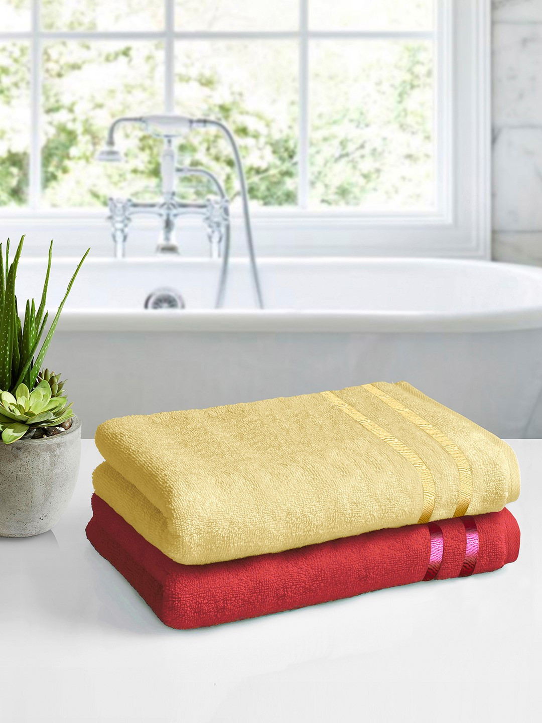 Buy Story@home Unisex Set Of 2 Solid Bath Towels - Towel Set for Unisex ...