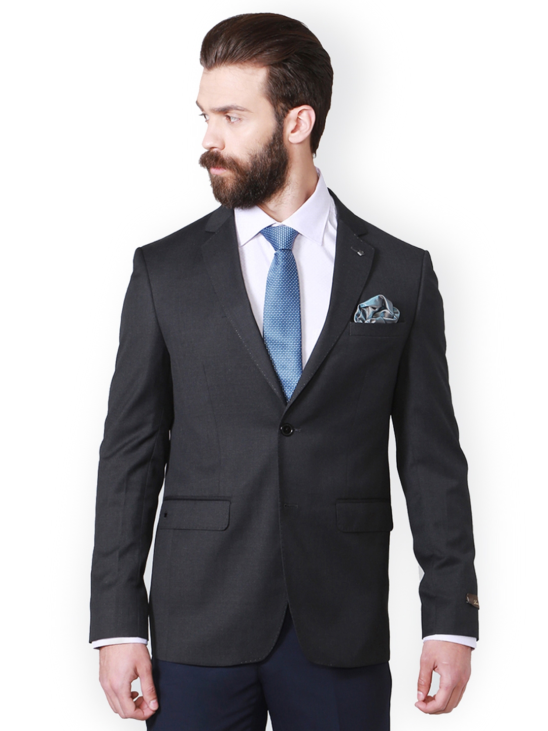 Buy Louis Philippe Men Black Solid Slim Fit Single Breasted Blazer