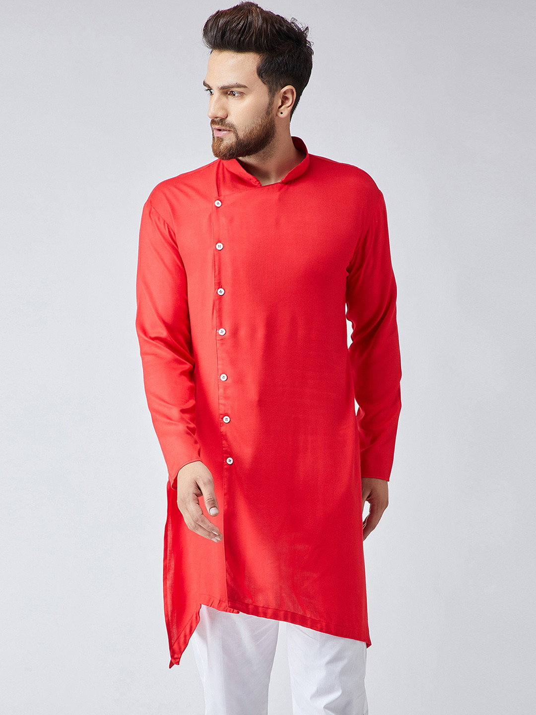 Buy SOJANYA Men Red Solid Straight Kurta - Kurtas for Men 9228913 | Myntra