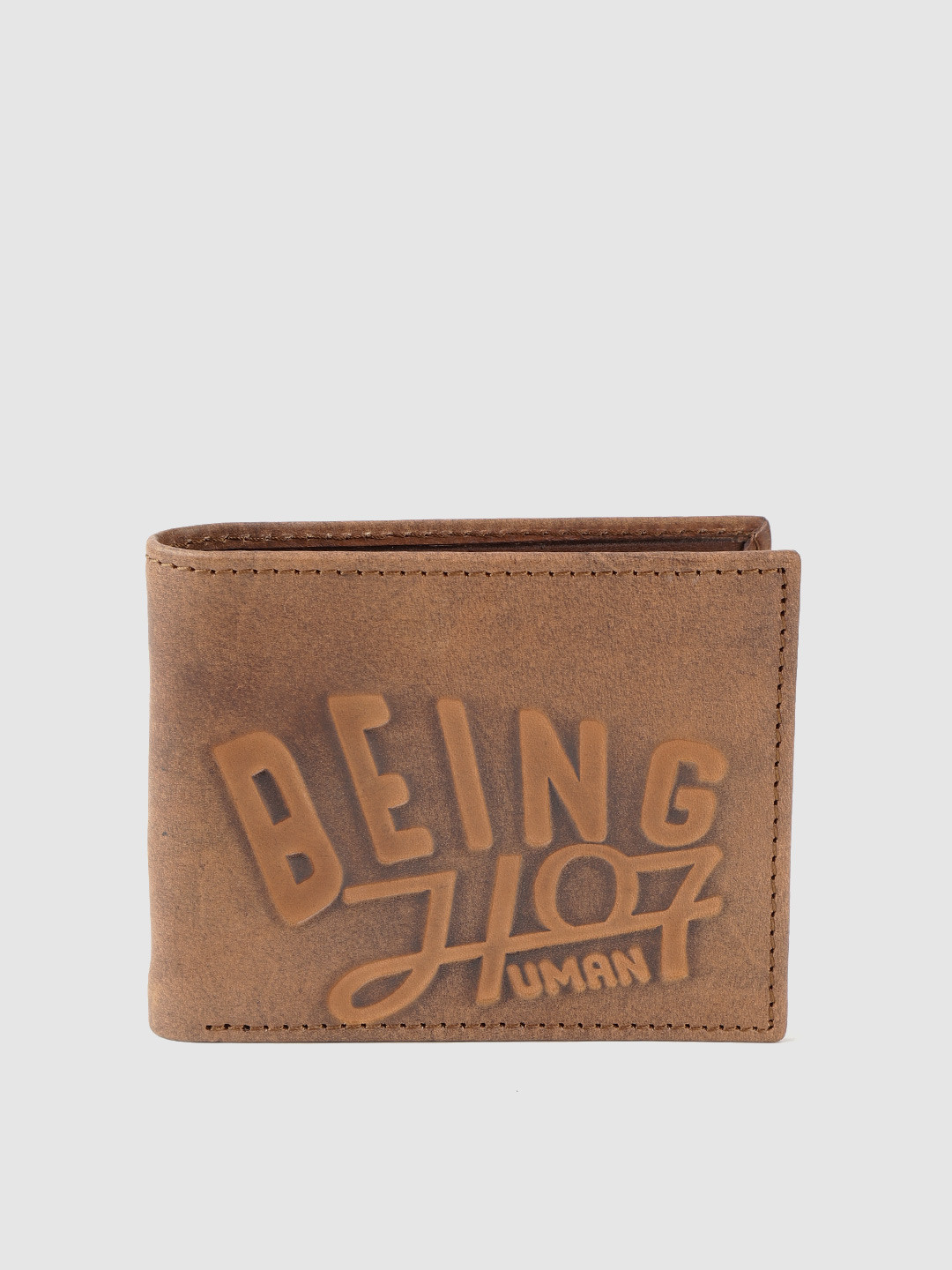 Buy Being Human Men Brown Leather Textured Two Fold Wallet - Wallets ...
