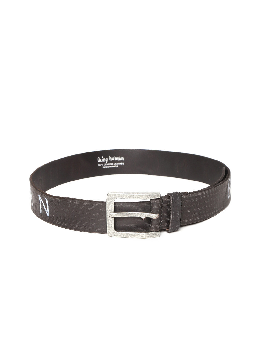 Buy Being Human Men Black Striped Leather Belt - Belts for Men 9235329 ...