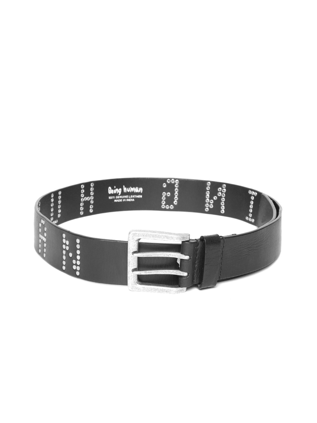 Buy Being Human Men Black Studded Leather Belt - Belts for Men 9235357 ...