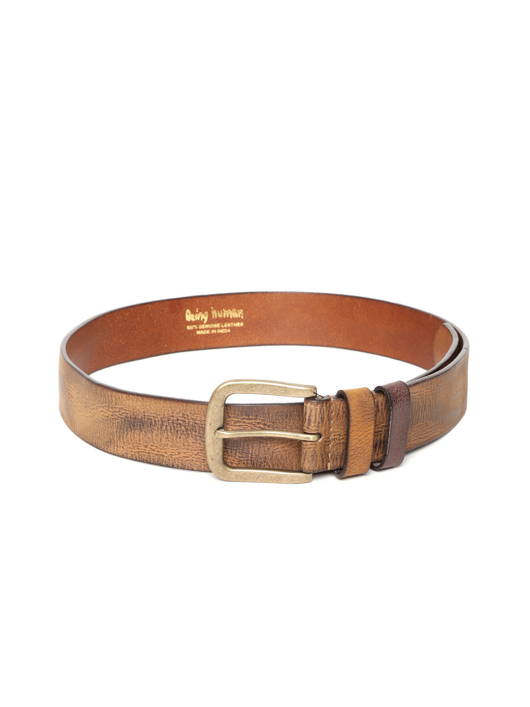 Buy Being Human Men Tan Brown Printed Leather Belt - Belts for Men ...