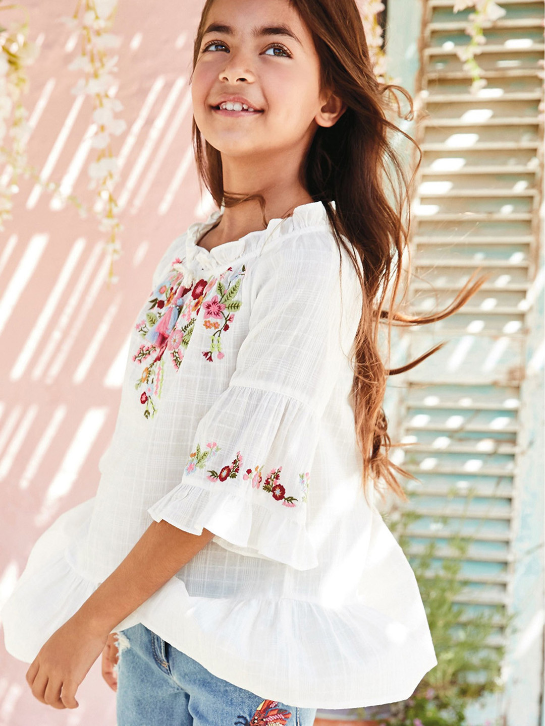 Buy NEXT Girls White Solid Pure Cotton Top - Tops for Girls 9243999 ...