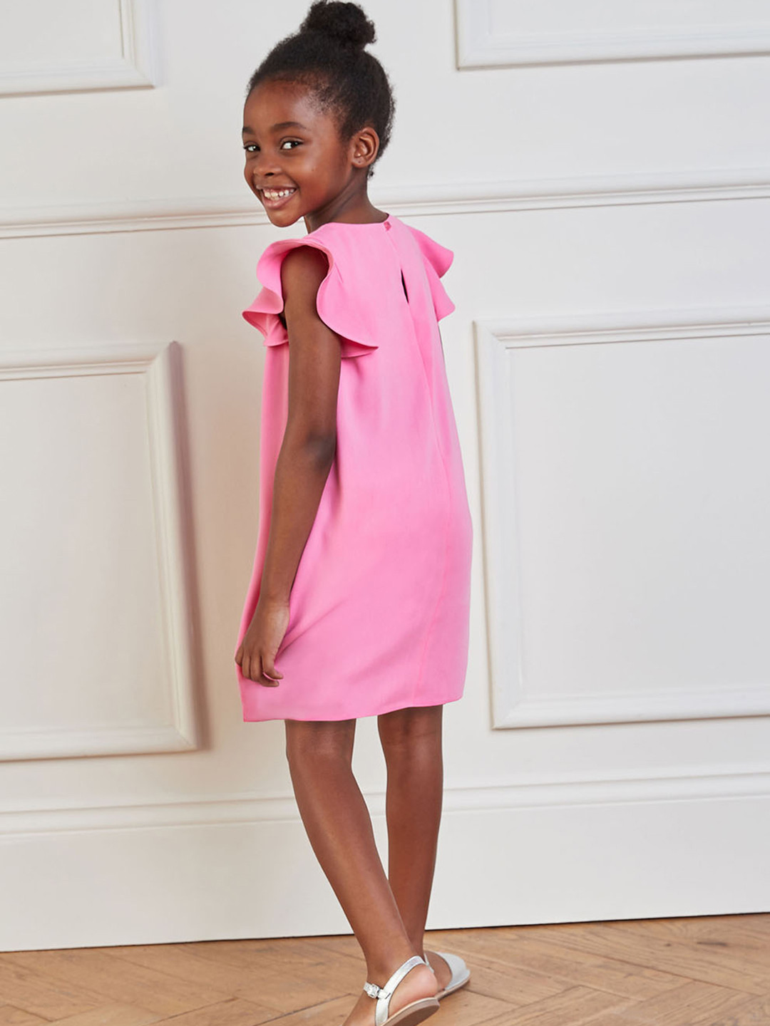 Buy Next Girls Pink Solid A Line Dress - Dresses for Girls 9245687 | Myntra