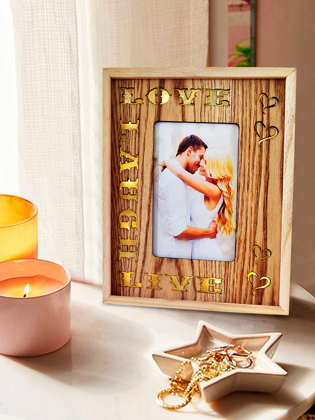 Buy Archies Love Gifts Brown & Gold Coloured Wooden Photo Frame - Photo ...