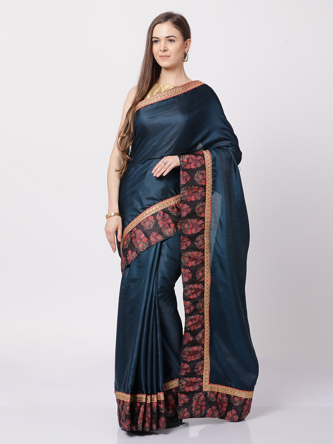 Buy Soch Blue Embroidered Pure Silk Saree - Sarees for Women 9253627 ...