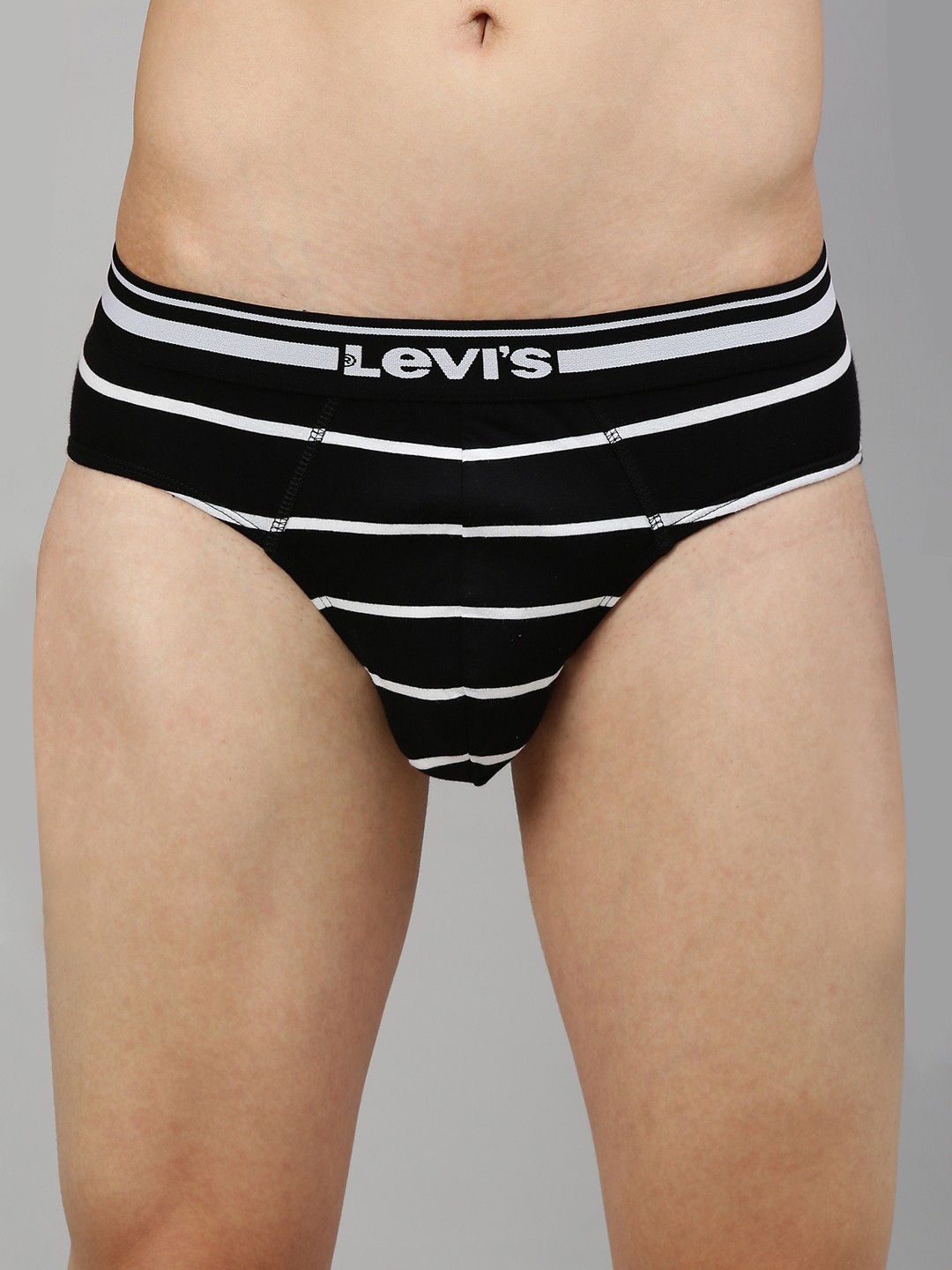 Buy Levis Men Black And White Striped Cotton Basic Briefs Bf 200sf