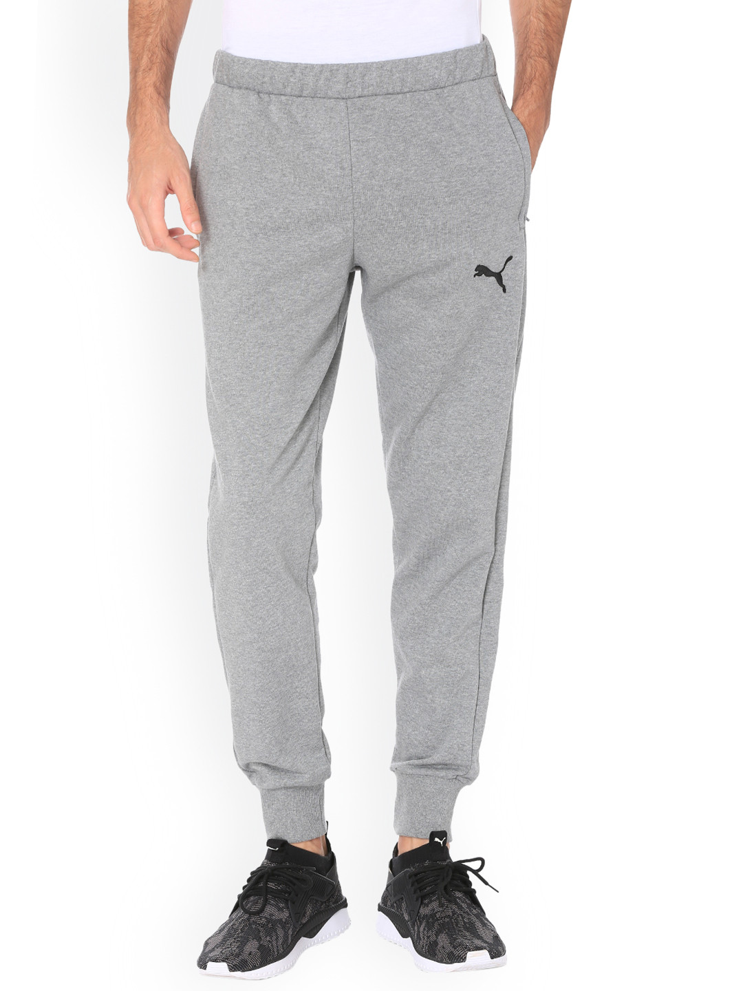 Buy Puma Men Grey Melange Solid Straight Fit Joggers - Track Pants for ...
