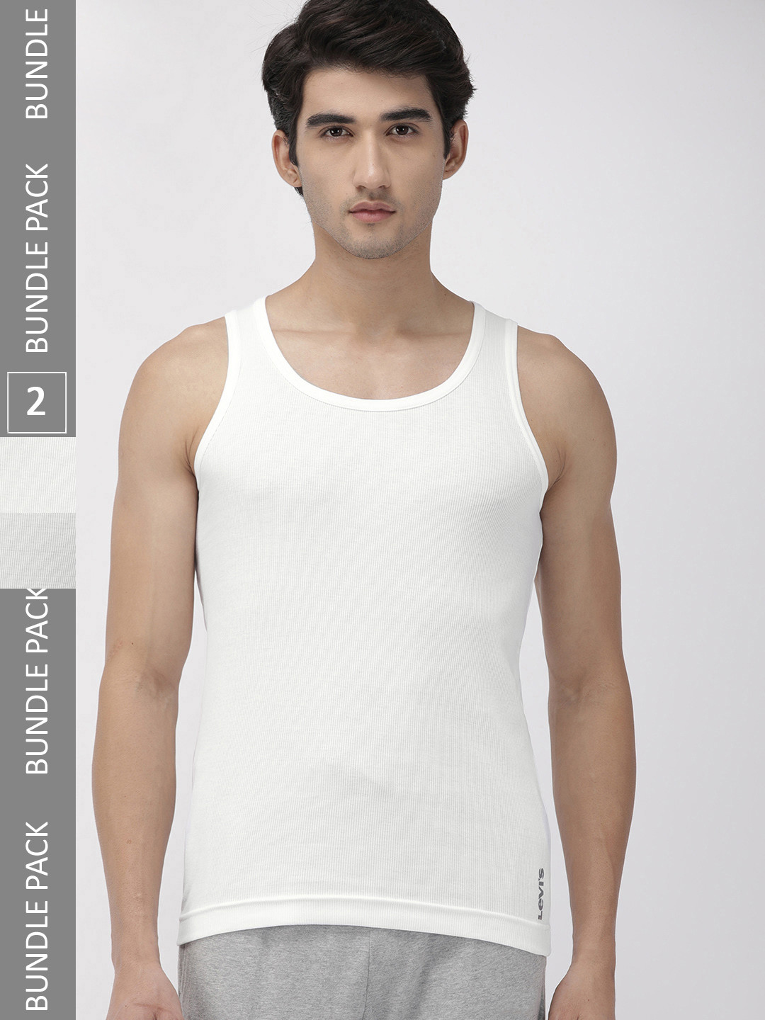 Buy Levis Men Pack Of 2 Solid Round Neck Sleeveless Pure Cotton Rib ...