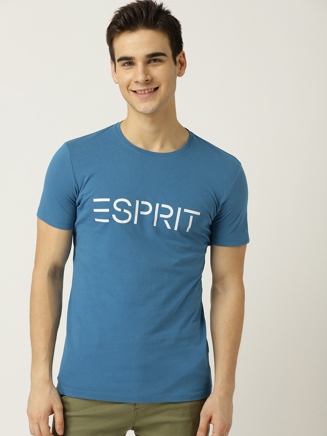Buy ESPRIT Men Blue Printed Round Neck T Shirt - Tshirts for Men ...