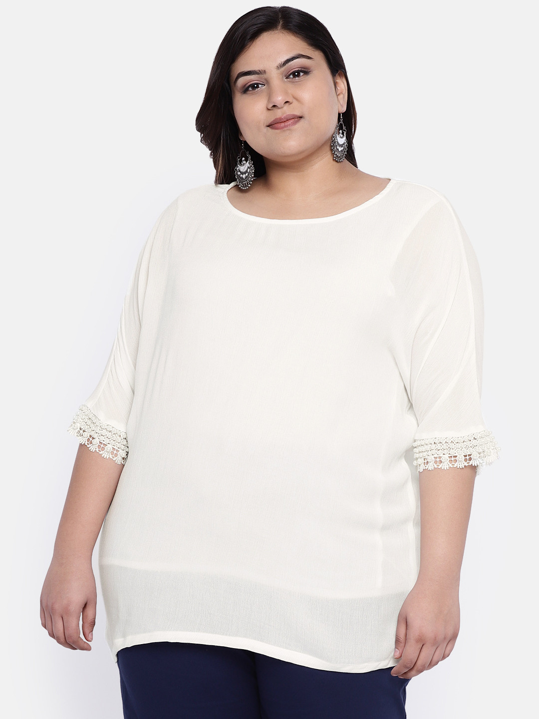 Buy ALL Plus Size Women White Solid Top - Tops for Women 9315897 | Myntra