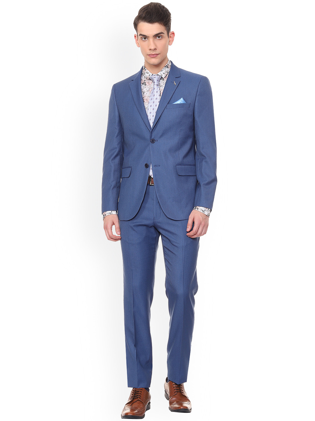 Buy Van Heusen Men Blue Solid Slim Fit Two Piece Suit - Suits for Men ...