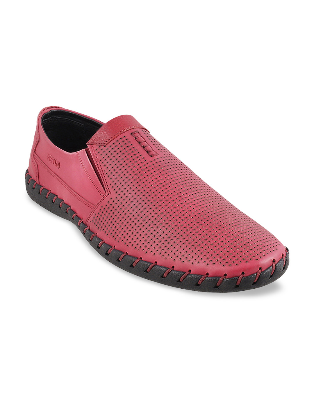 Buy Metro Men Red Slip On Leather Sneakers - Casual Shoes for Men ...
