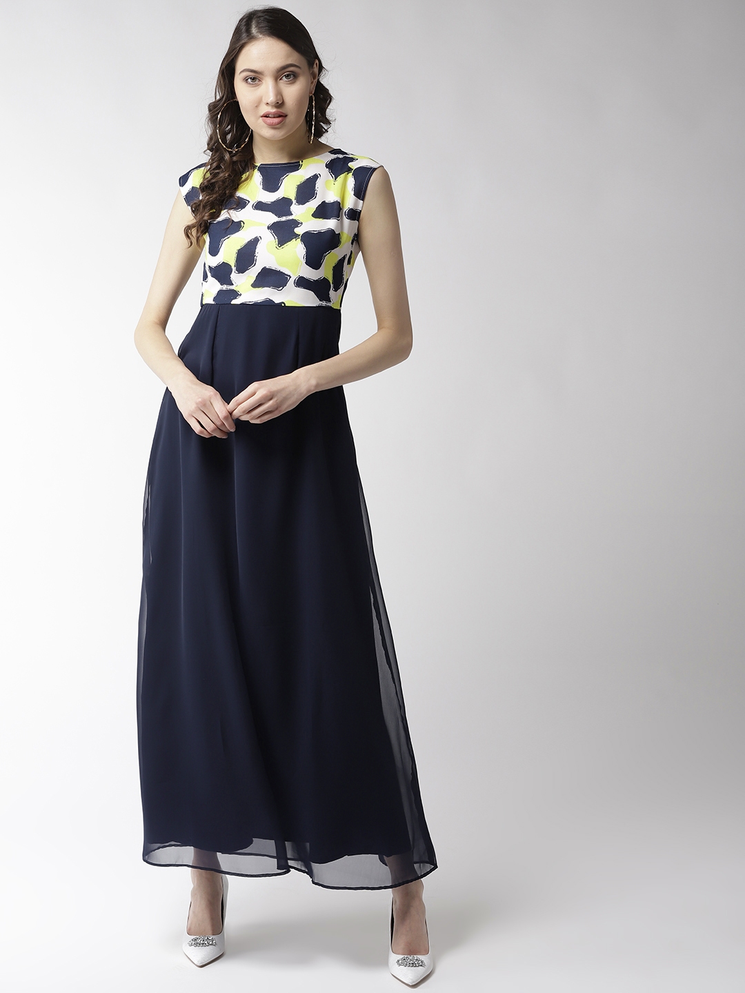 Buy Mish Women Navy Blue Solid Maxi Dress Dresses For Women 9327653