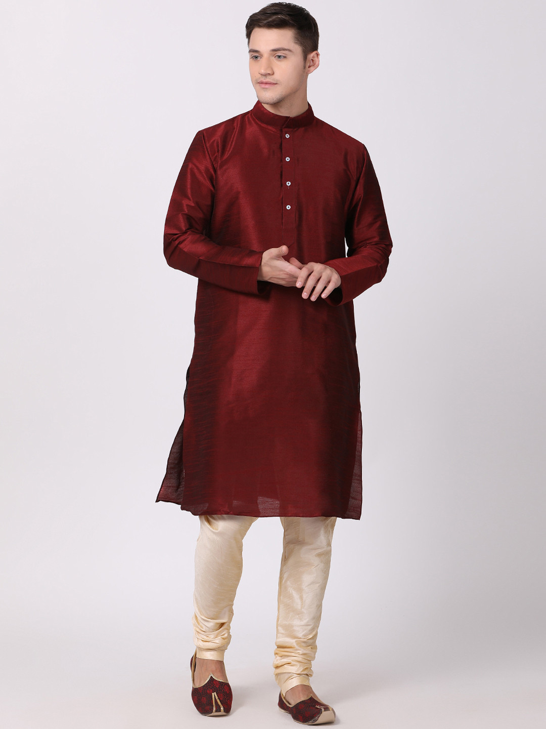 Buy TABARD Men Maroon Solid Straight Kurta - Kurtas for Men 9328203 ...