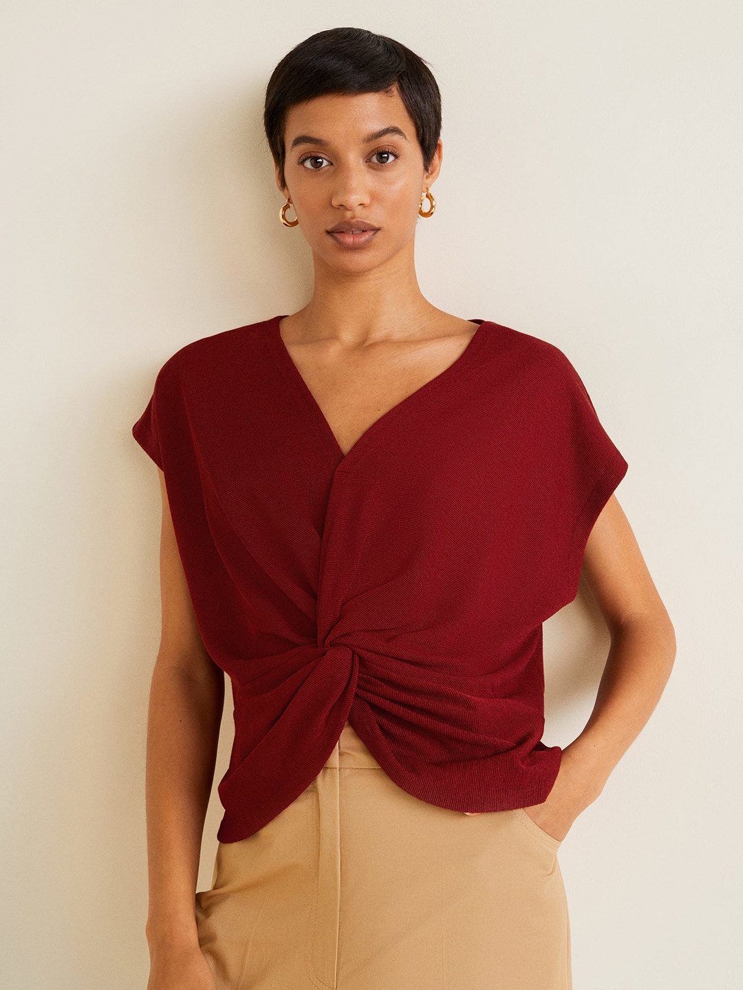 Buy MANGO Women Maroon Solid Top - Tops for Women 9347661 | Myntra