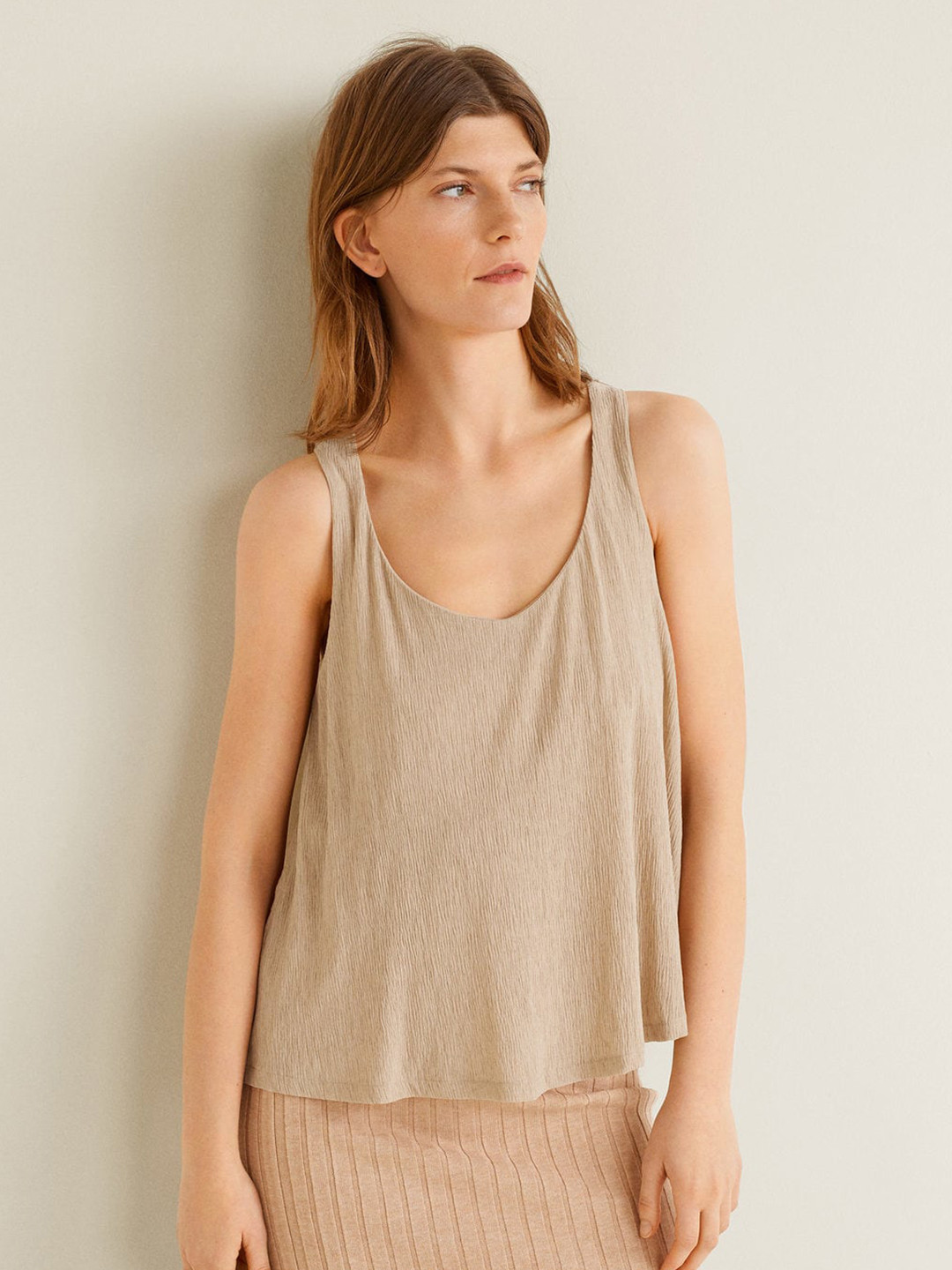 Buy MANGO Women Beige Solid A Line Top - Tops for Women 9349789 | Myntra