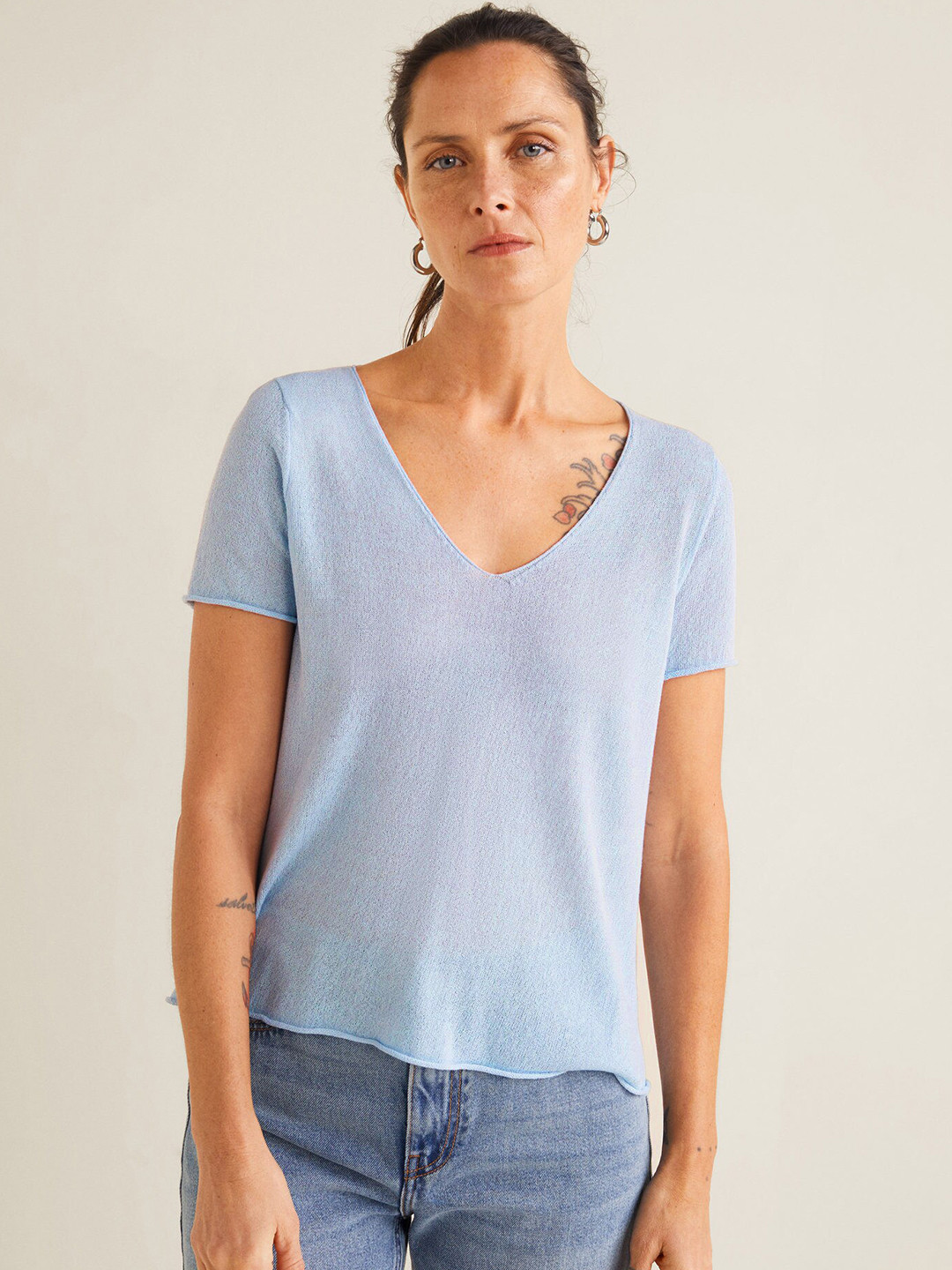 Buy MANGO Women Blue Solid Top - Tops for Women 9350513 | Myntra