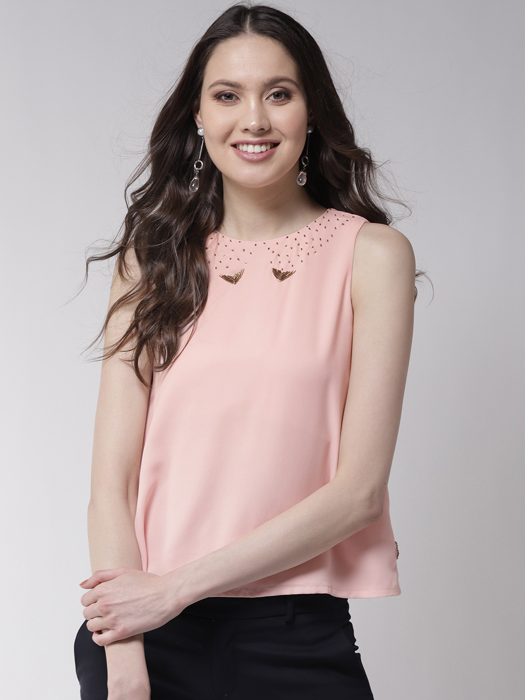 Buy QUIERO Women Pink Solid Styled Back Top - Tops for Women 9366843 ...