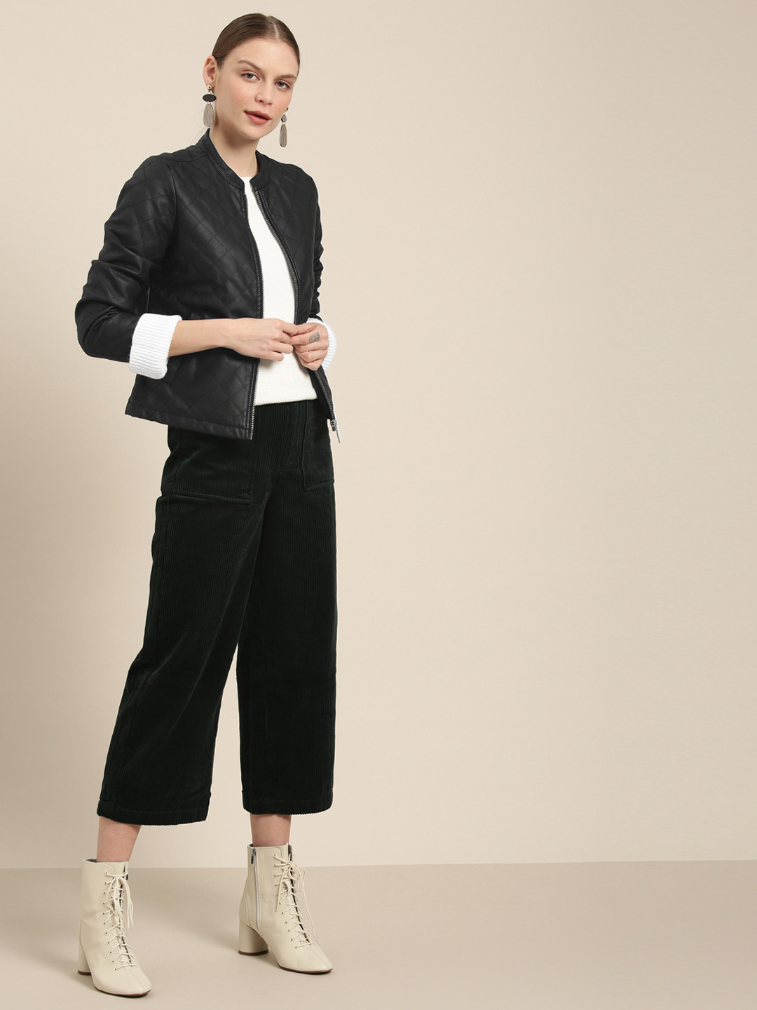 Buy Her By Invictus Women Black Quilted Jacket - Jackets for Women ...