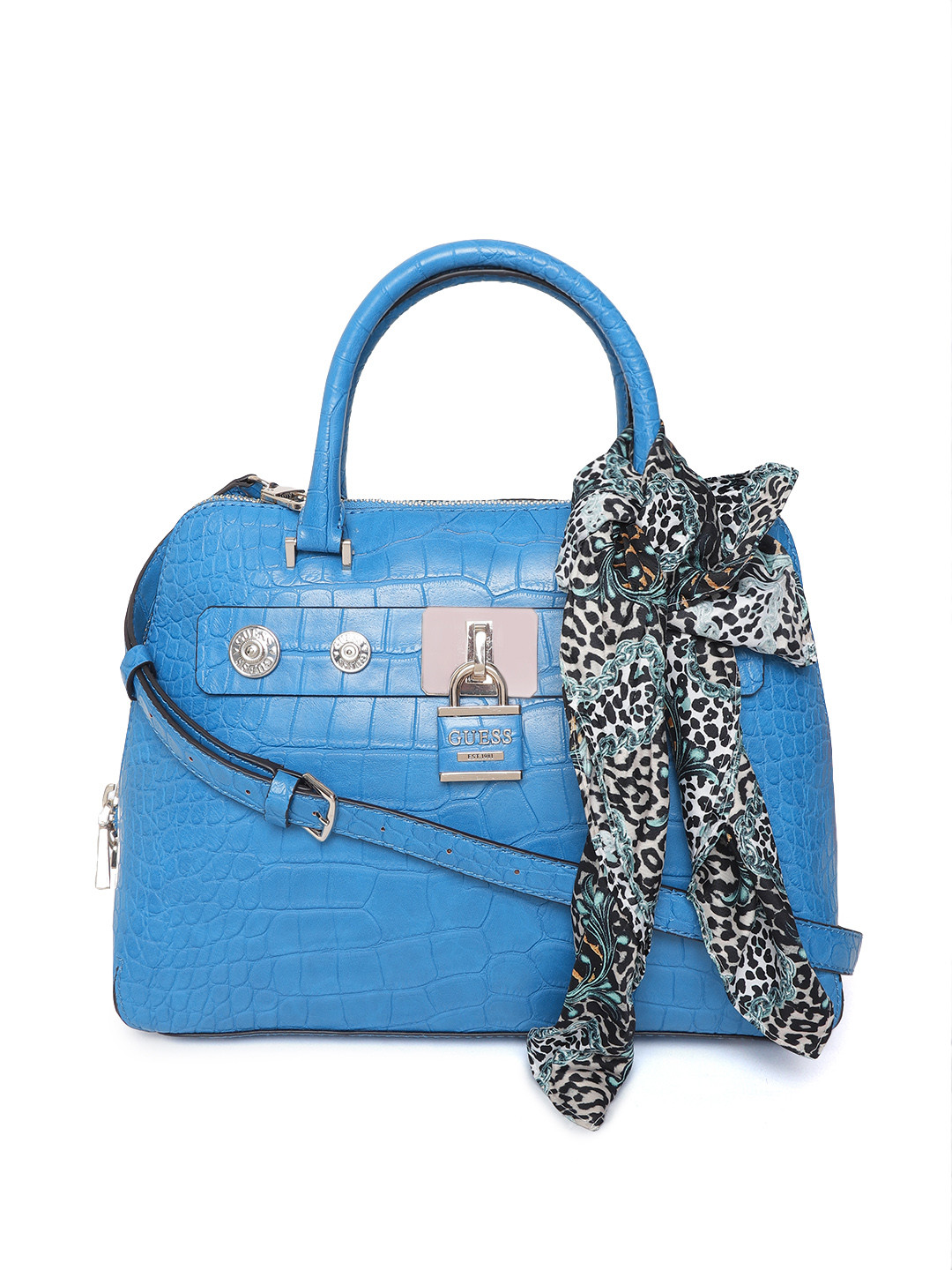 Buy GUESS Blue Croc Textured Handheld Bag - Handbags for Women 9368757 ...