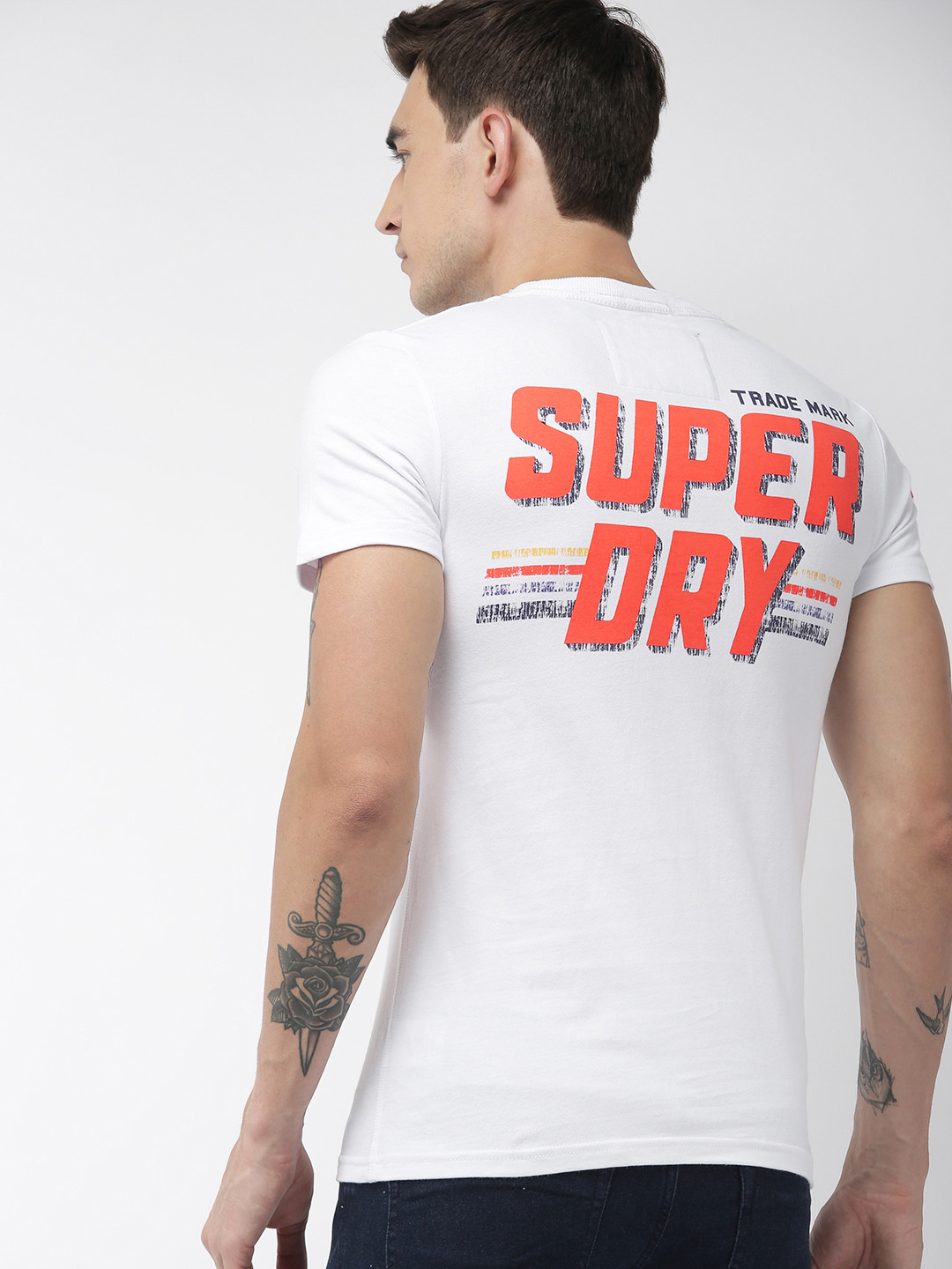Buy Superdry Men White Printed CUSTOM CLASSICS Round Neck Pure Cotton T ...