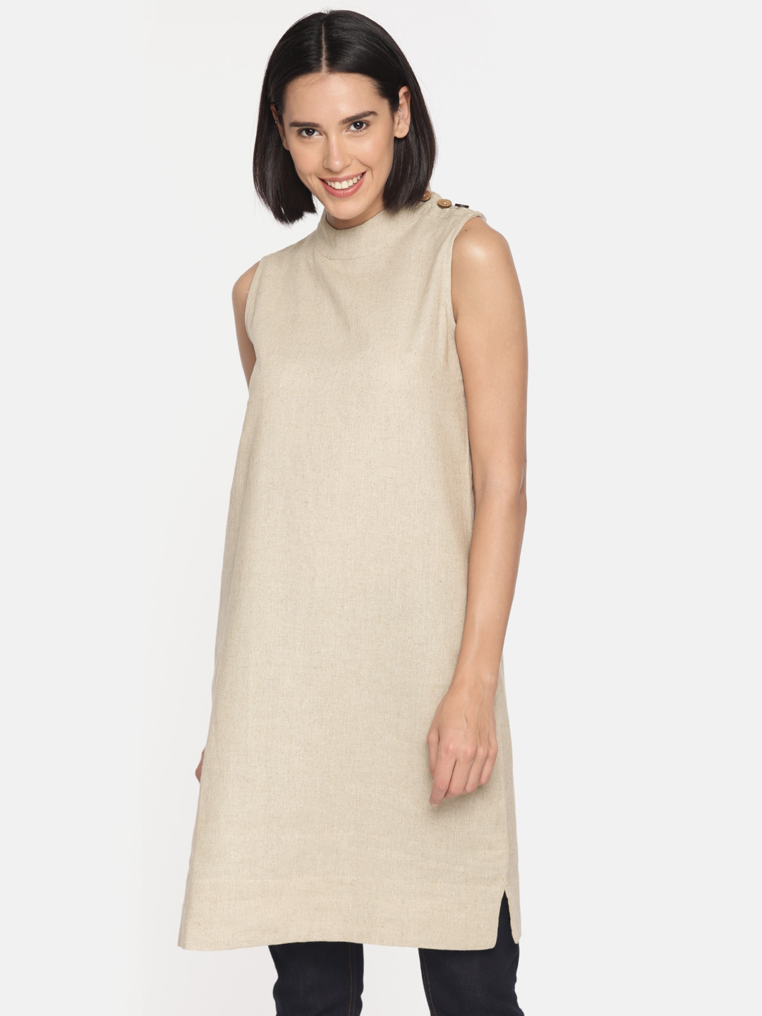 Buy AND Beige Solid Tunic - Tunics for Women 9391795 | Myntra