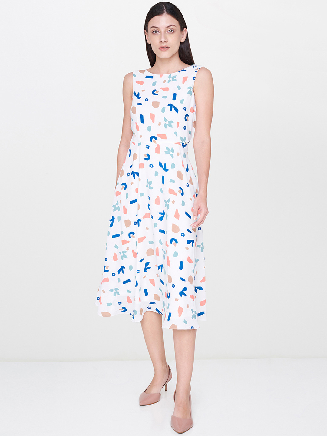 Buy AND Women White Printed A Line Dress - Dresses for Women 9391813 ...