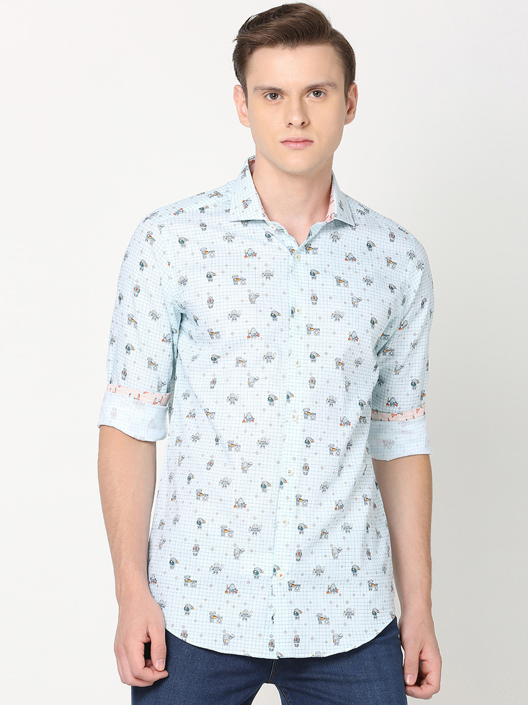 Buy SIMON CARTER LONDON Men Blue Slim Fit Printed Casual Shirt - Shirts ...