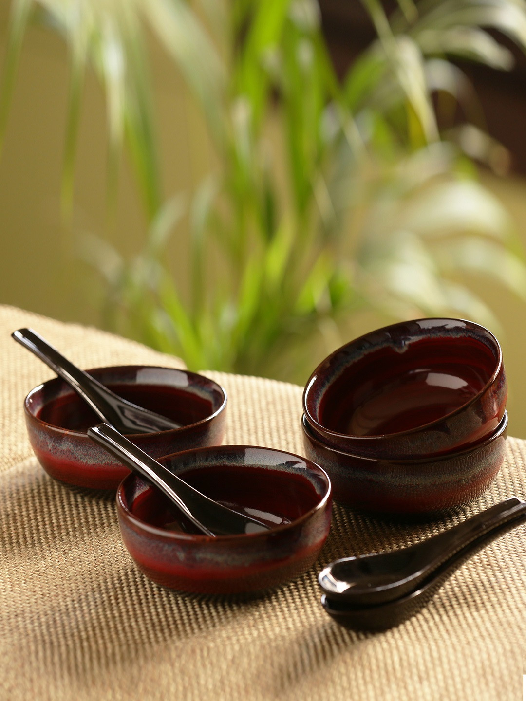 Buy ExclusiveLane Maroon Set Of 4 Hand Glazed Studio Pottery Ceramic ...