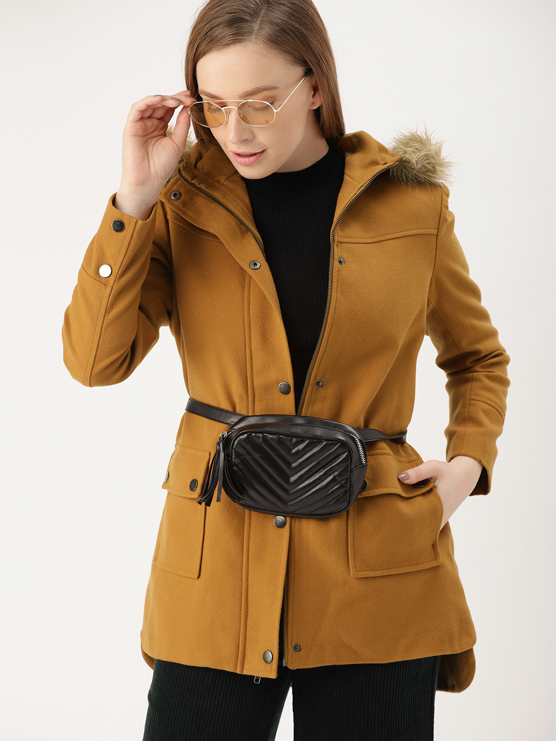 Buy DressBerry Women Mustard Yellow Solid Coat - Coats for Women ...