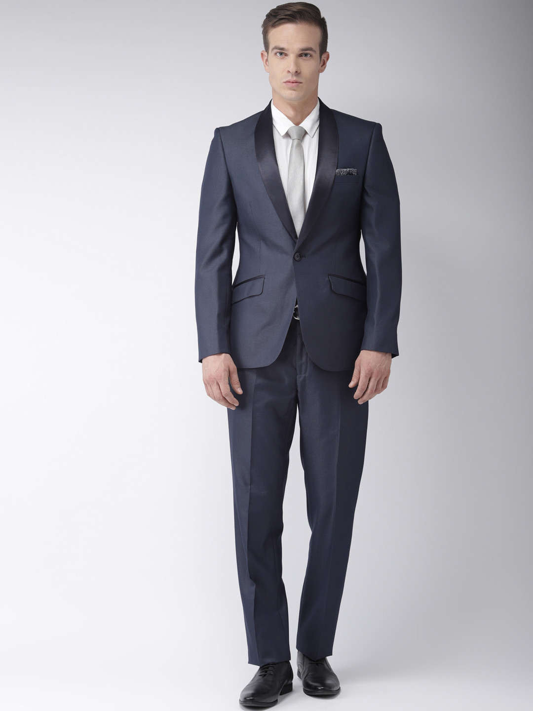 Buy Raymond Men Blue Self Design Slim Fit Tuxedo Suit - Suits for Men ...