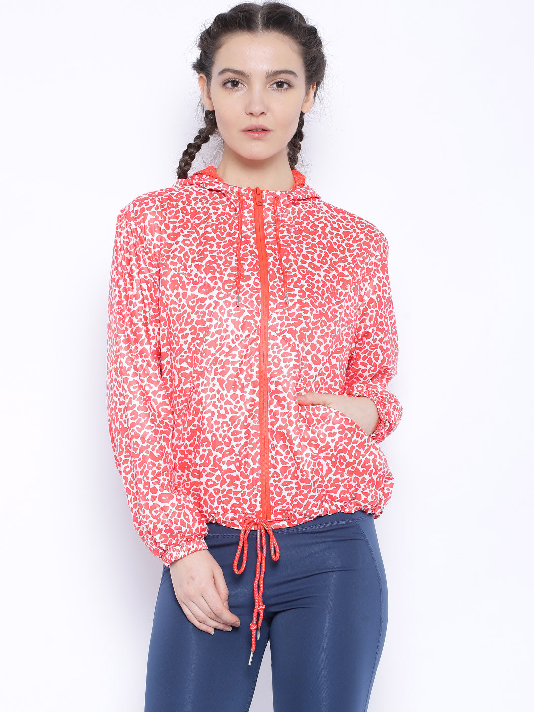 Buy ADIDAS NEO Red & White Printed W AOP WBRK Hooded Jacket - Jackets ...