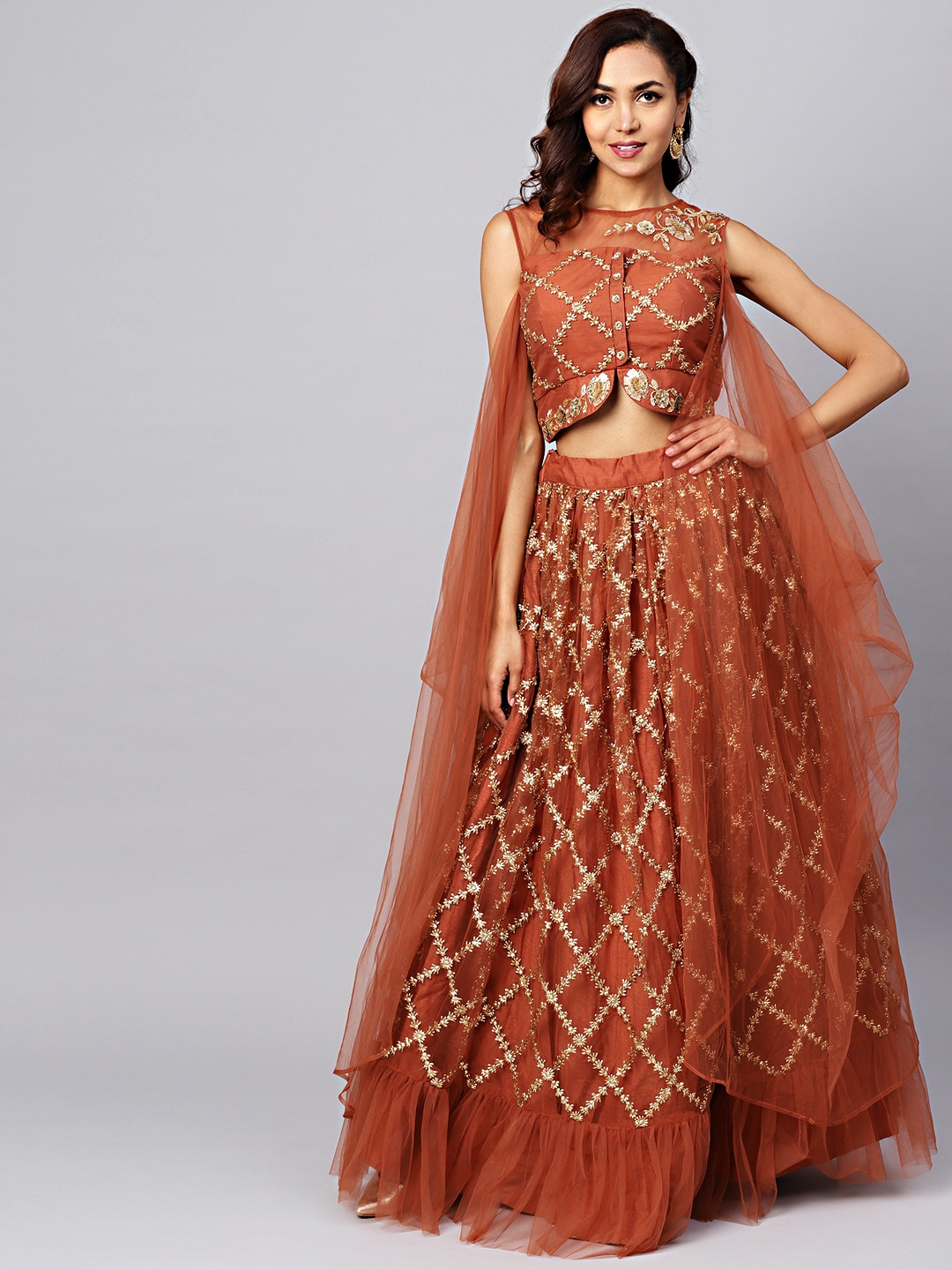Buy Chhabra 555 Women Brown & Golden Made To Measure Lehenga Choli With ... Buy Chhabra 555 Women Brown & Golden Made To Measure Lehenga Choli With ...